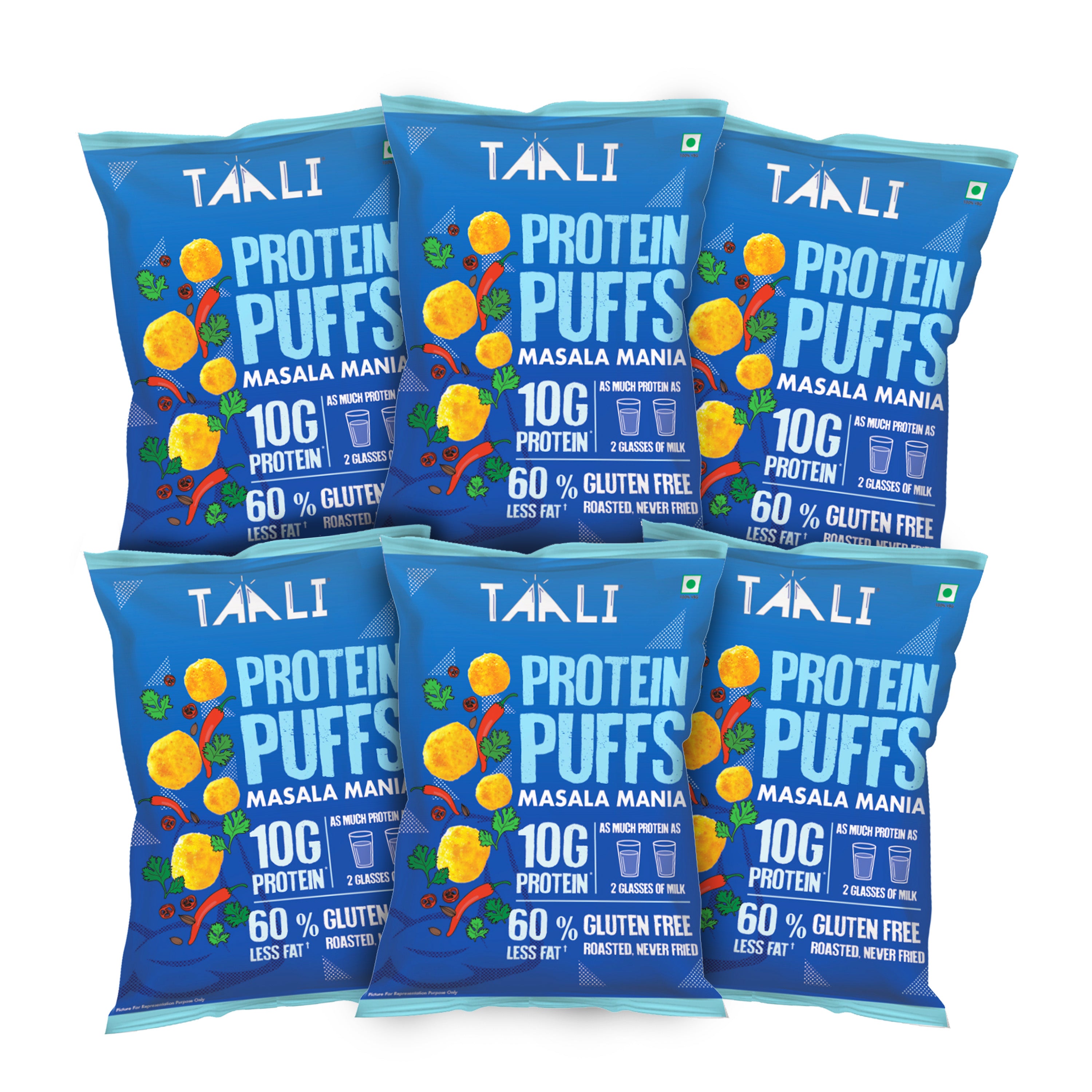 Protein Puffs Masala Mania (60gm x 6) – Taali Foods India