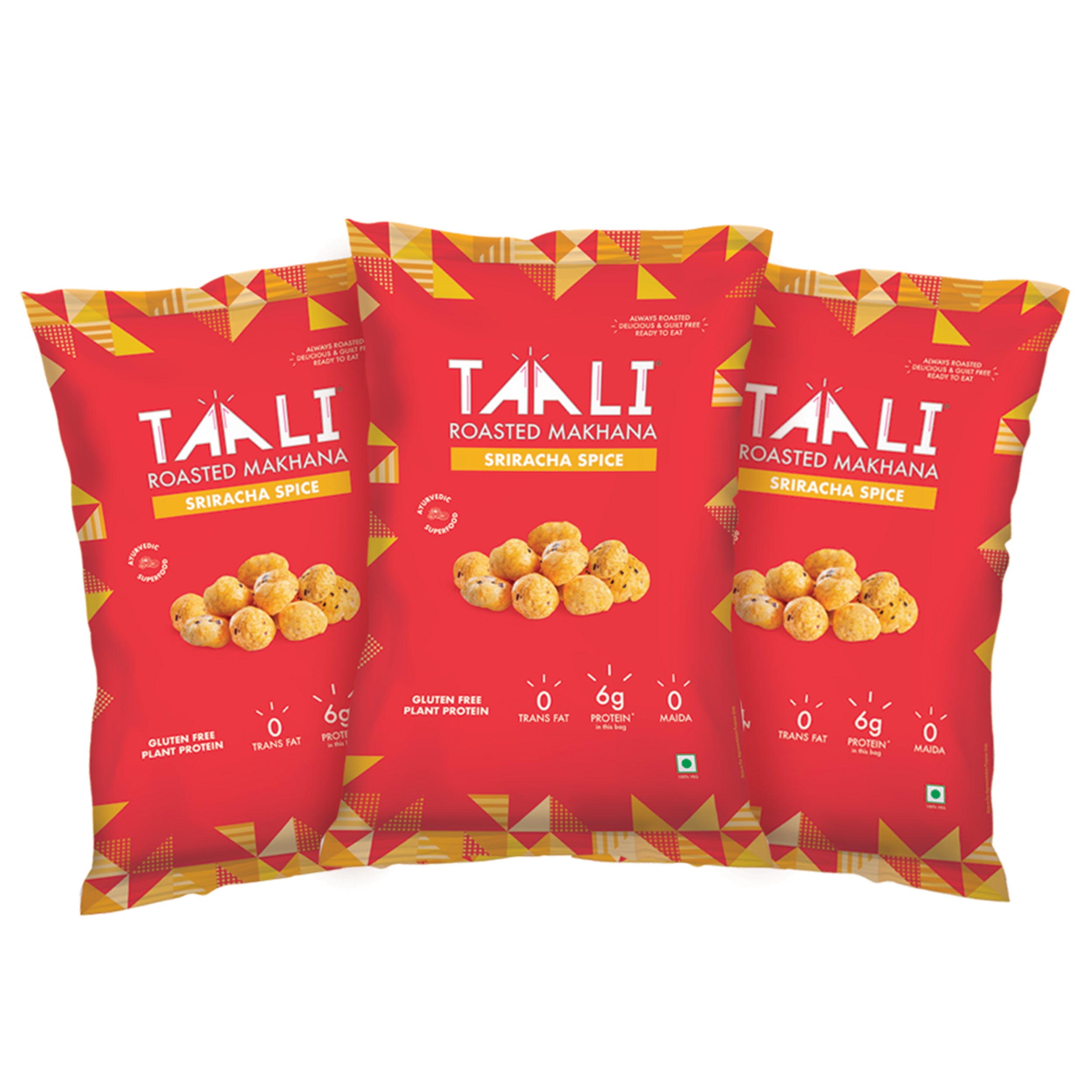 Roasted Makhana Sriracha Spice (60gm x 3) – Taali Foods India